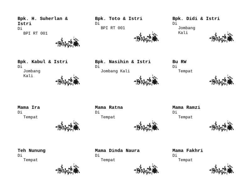 Label Undangan 103 | PDF