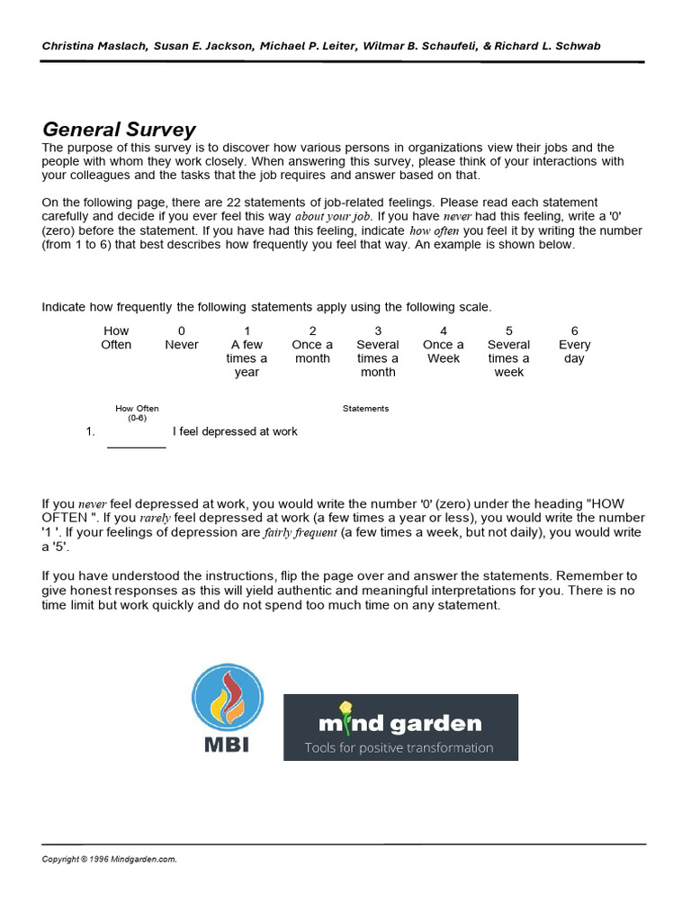 MBI Different Surveys | PDF | Occupational Burnout | Subjective Experience