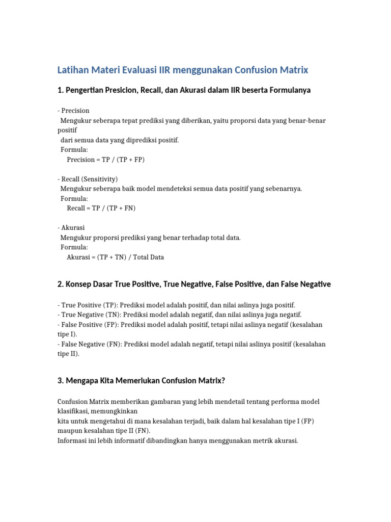 Evaluasi IIR dengan Confusion Matrix | PDF