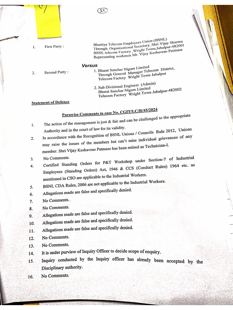 Parawise Comments in Patmase Case | PDF
