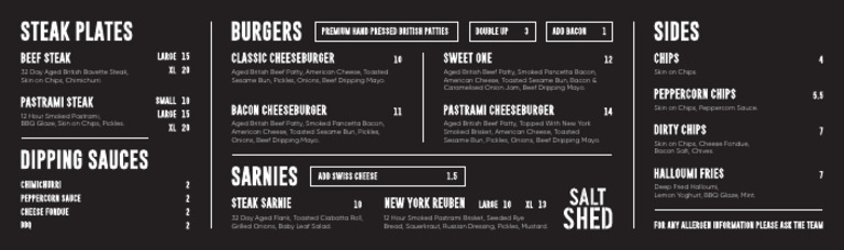 Salt Shed Menu Highlights | PDF