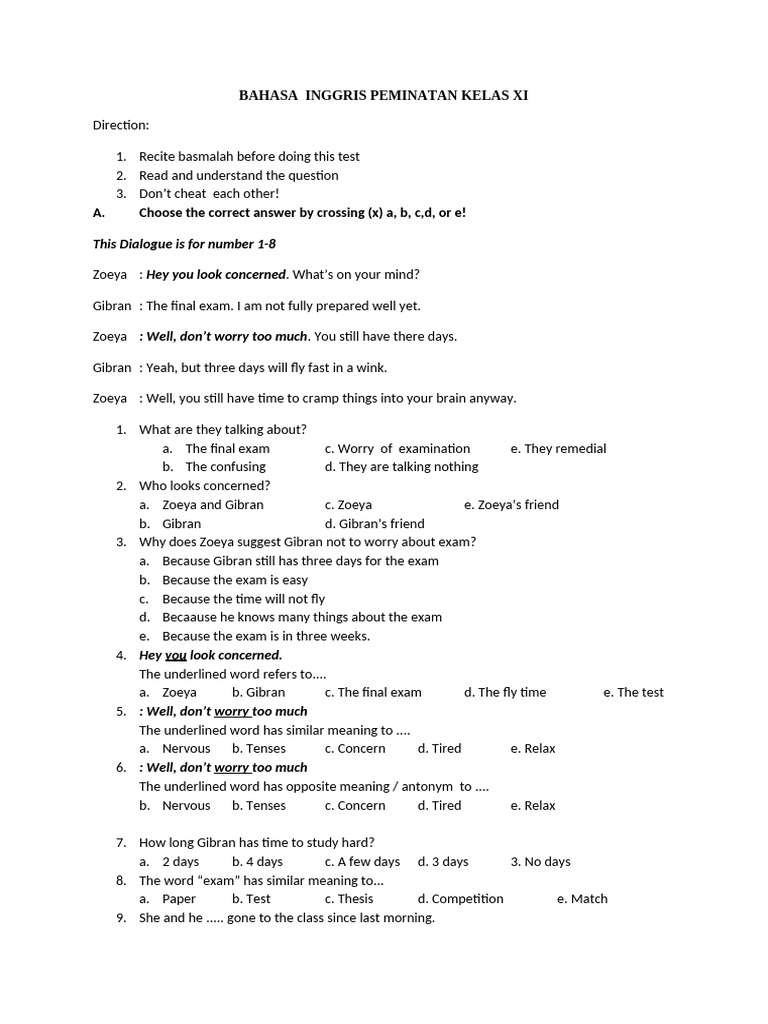 Bahasa Inggris Peminatan Kelas Xi Pdf Grammatical Tense Language