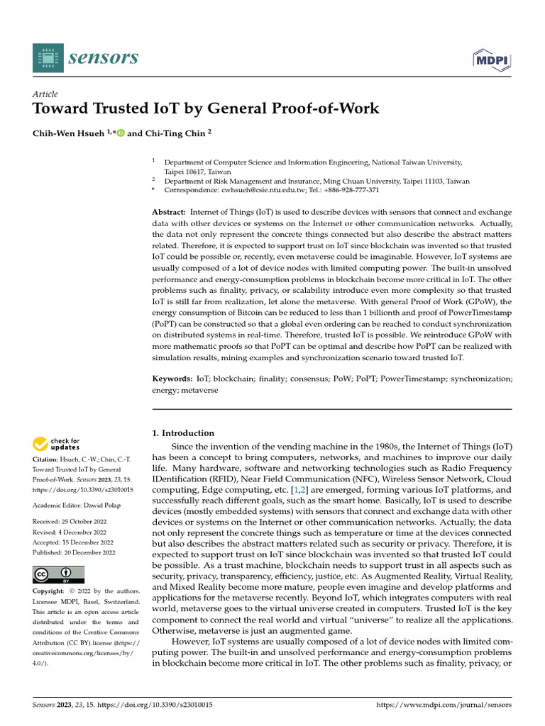 Trusted IoT via General Proof-of-Work | PDF | Internet Of Things ...