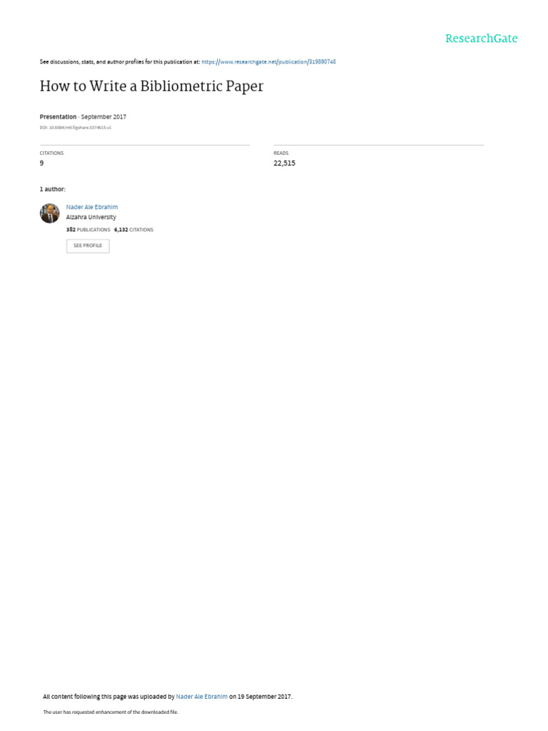 Howto Writea Bibliometricpaper by Nader Ale Ebrahim | PDF | Publishing ...