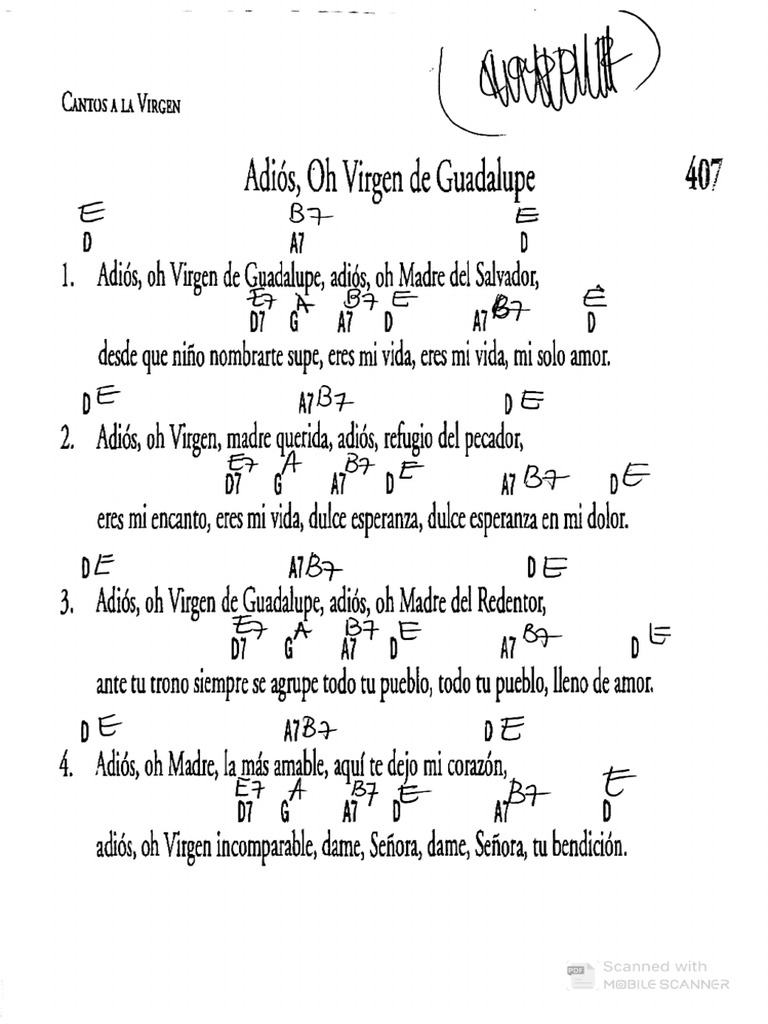 Adiós Oh Virgen de Guadalupe 407 - E | PDF