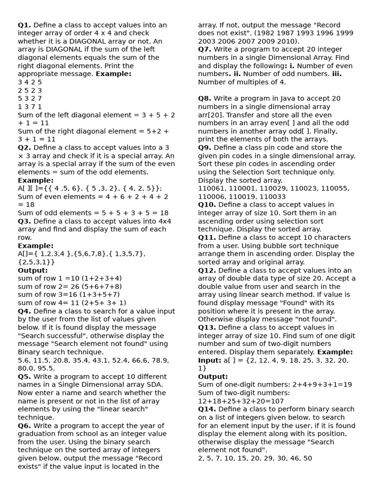 Array Worksheet | PDF | Integer (Computer Science) | Algorithms Array Worksheet | PDF | Integer (Computer Science) | Algorithms
