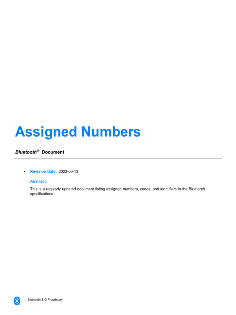 BLE Assigned Numbers | PDF | Bluetooth | Integer (Computer Science)