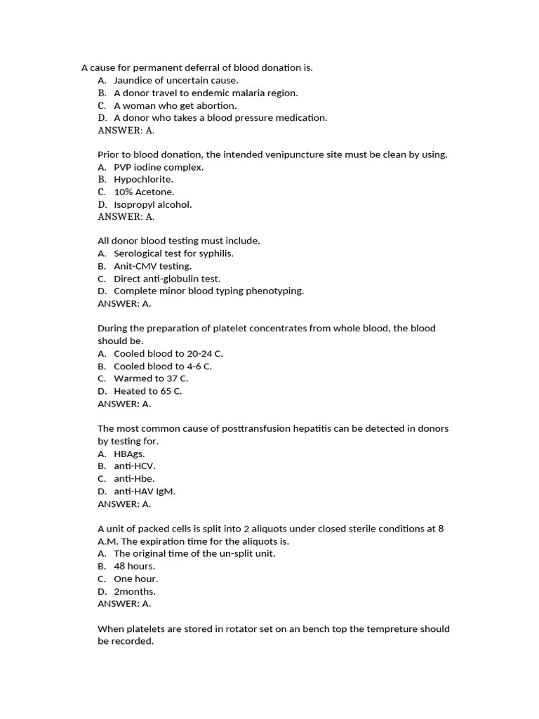 BLOOD BANK Quiz | PDF