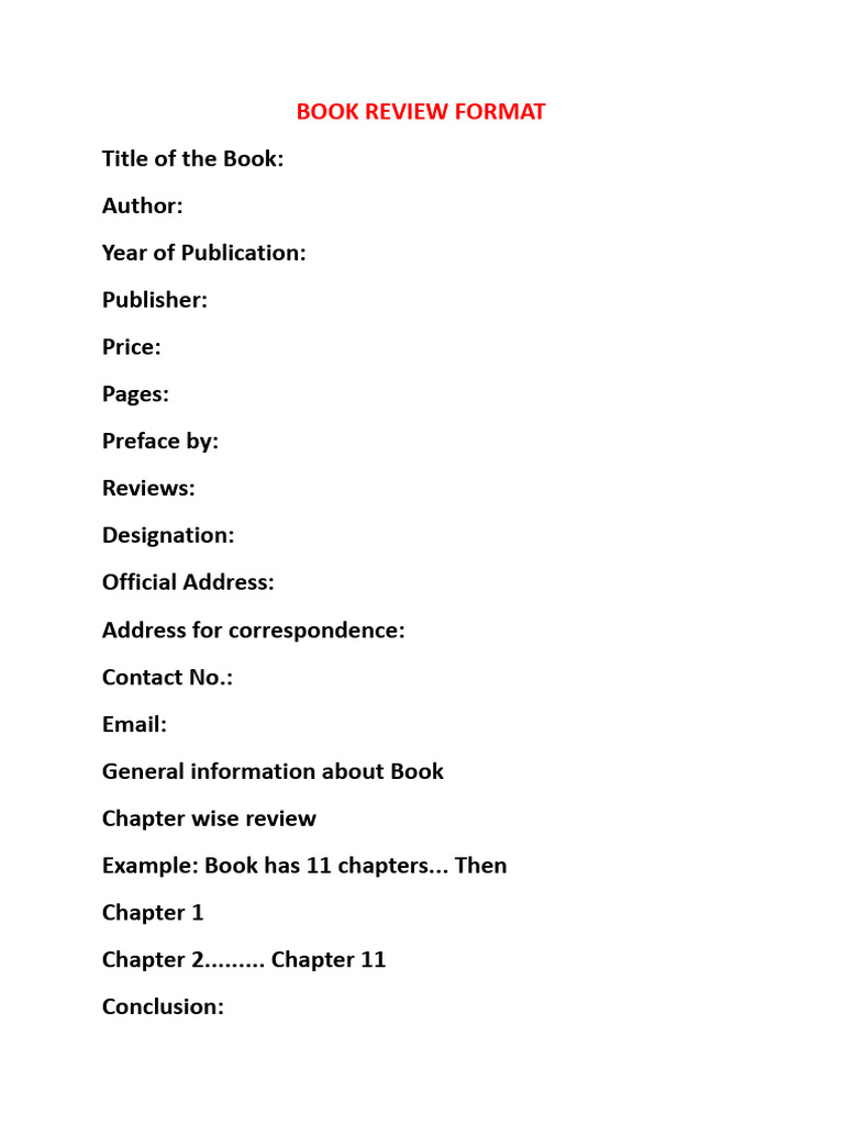 Book Review Format | PDF