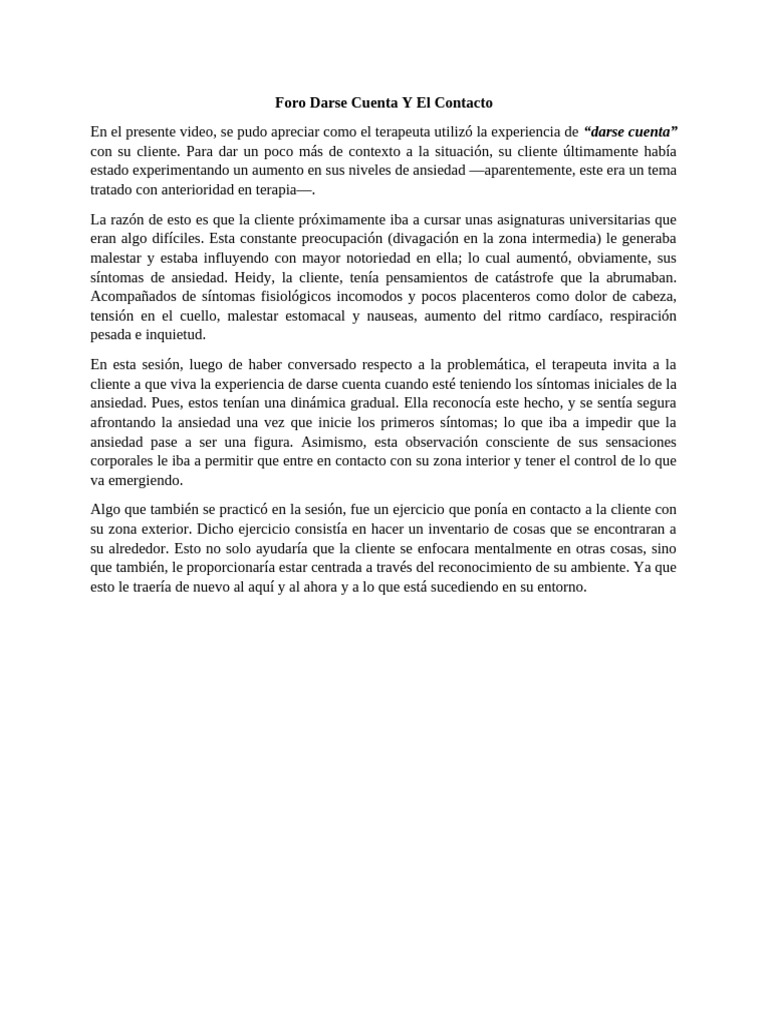 Foro Darse Cuenta Y El Contacto | PDF