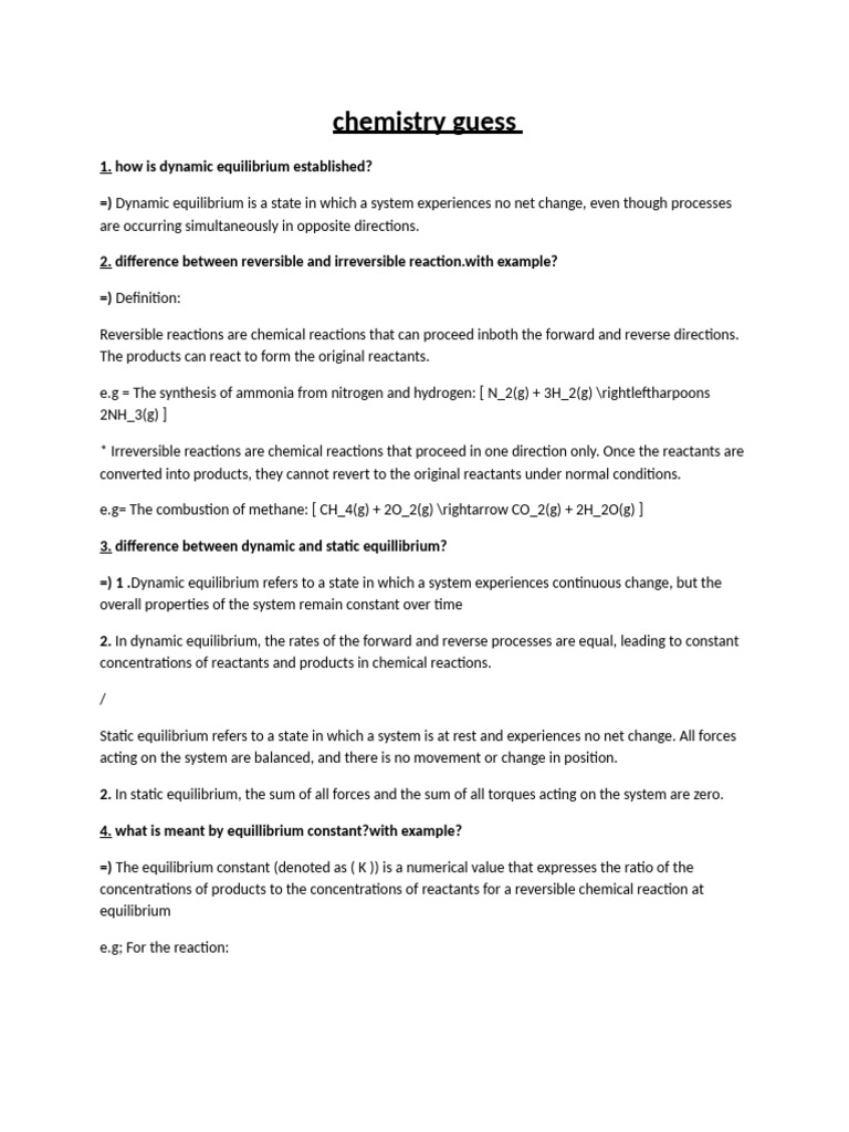 Document | PDF | Chemical Equilibrium | Applied And Interdisciplinary Physics