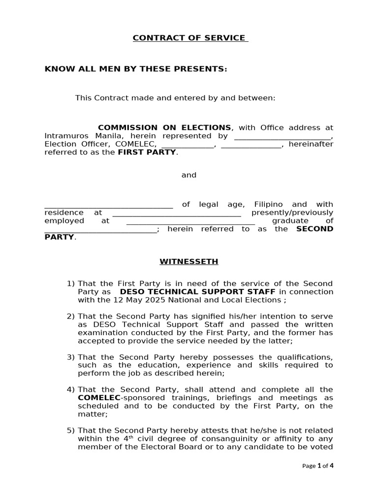 2025 Contract Template DESO TSS | PDF | Justice | Crime & Violence