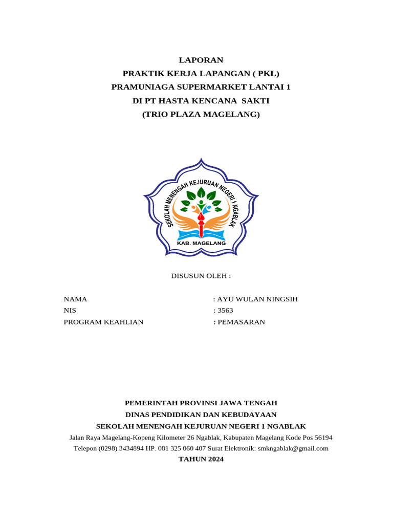 Laporan PKL Ayu Wulan Ningsih.......................... | PDF