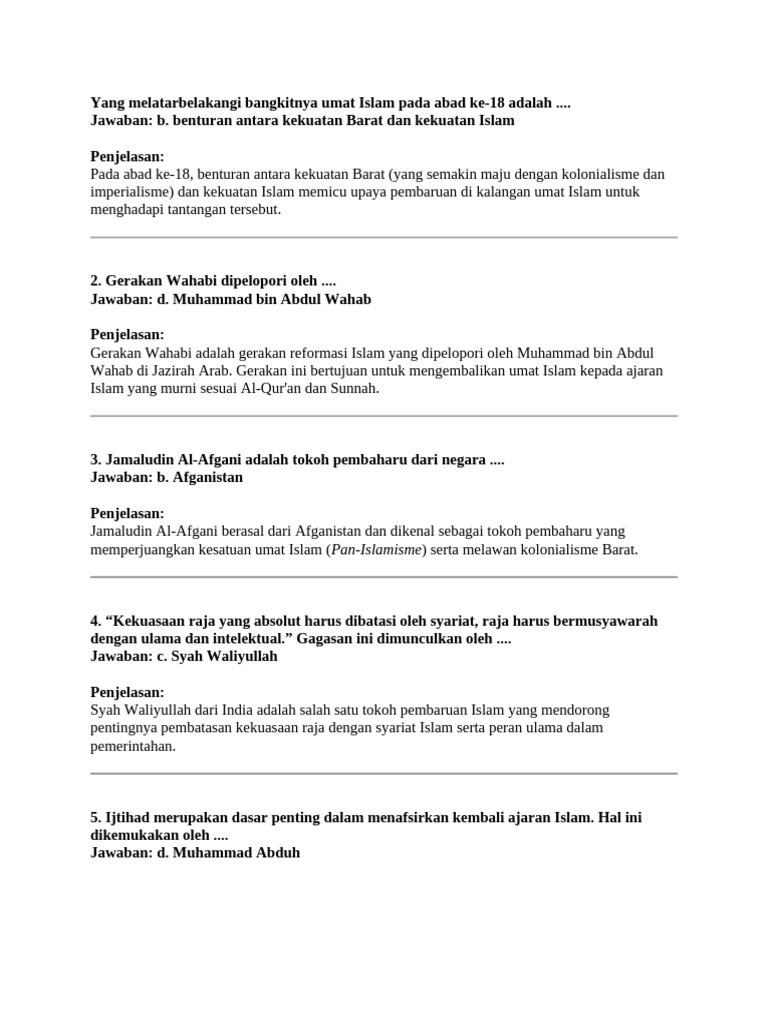 Faktor Bangkitnya Umat Islam Abad 18 | PDF