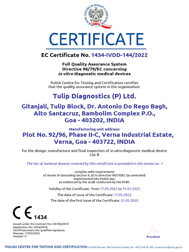 EC Certification for In Vitro Diagnostics | PDF | Medical Device | Serology