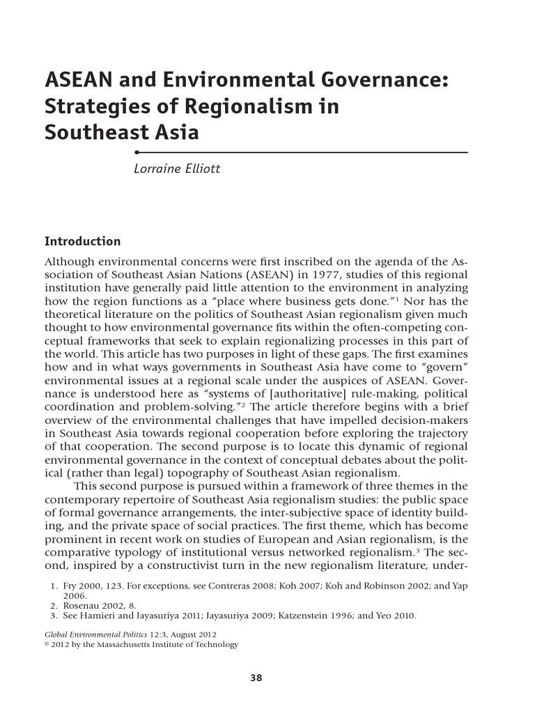 ASEAN, Environmental Governance, Regionalism | PDF | Governance ...