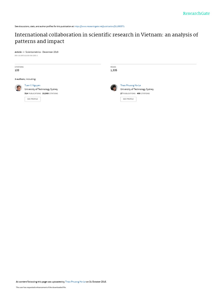 Vietnam's International Research Collaboration | PDF | Science | Social ...