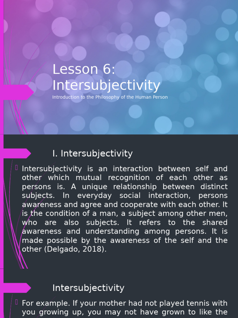Lesson 6 Intersubjectivity | PDF | Awareness | Self Awareness