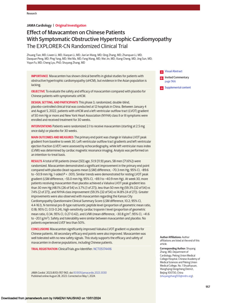 EXPLORER-CN | PDF | Ejection Fraction | Medical Specialties