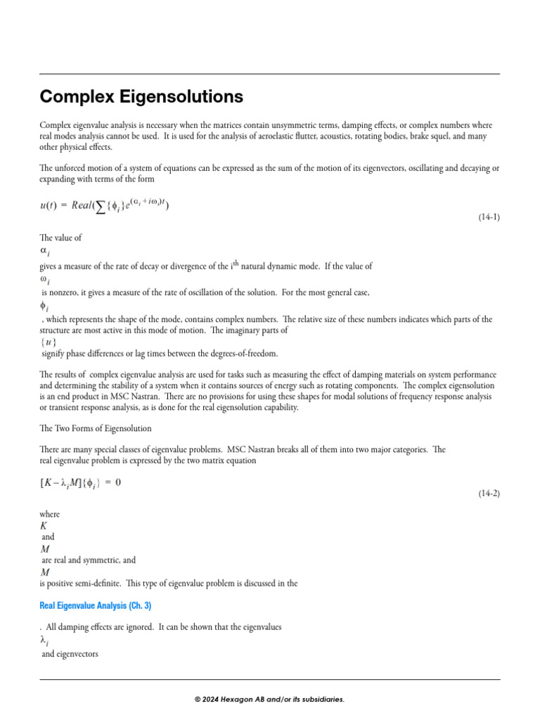 MSC Nastran Complex Eigensolutions | PDF | Eigenvalues And Eigenvectors | Matrix (Mathematics)