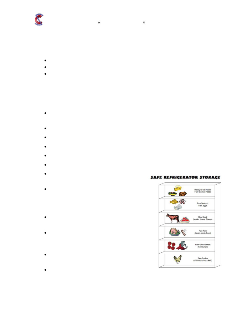 Safe Food Storage Guidelines for Catering | PDF | Refrigerator | Food ...