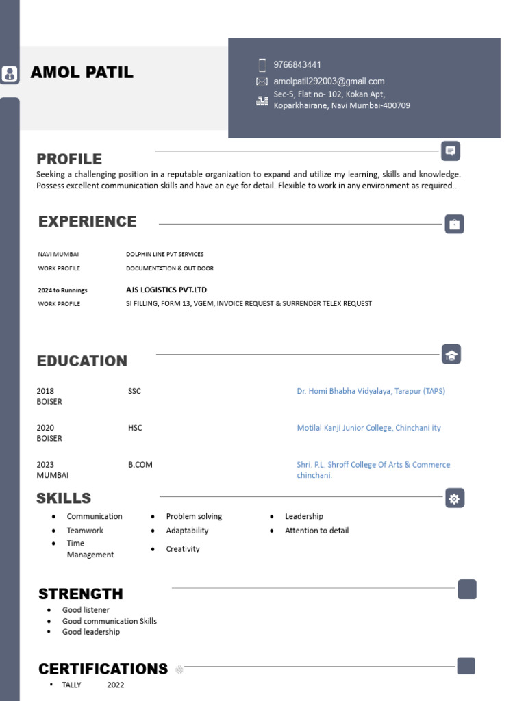 Career Profile: Amol Patil | PDF