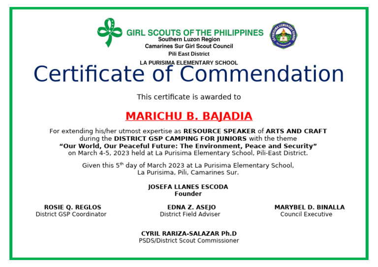 GSP Resource Speaker Cert | PDF