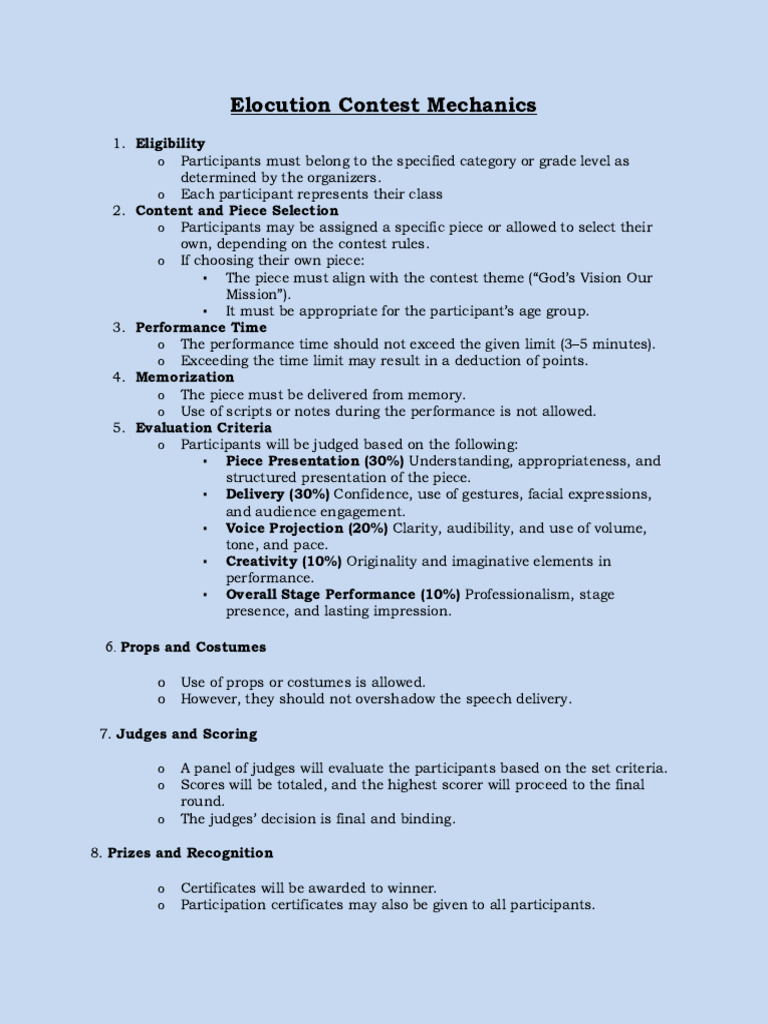 Elocution Contest Mechanics | PDF
