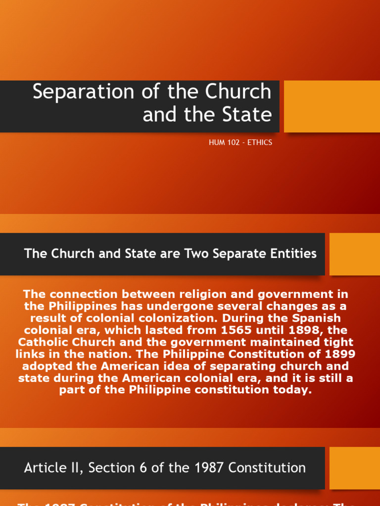 Separation of The Church and The State - Relevance of Laws | PDF ...
