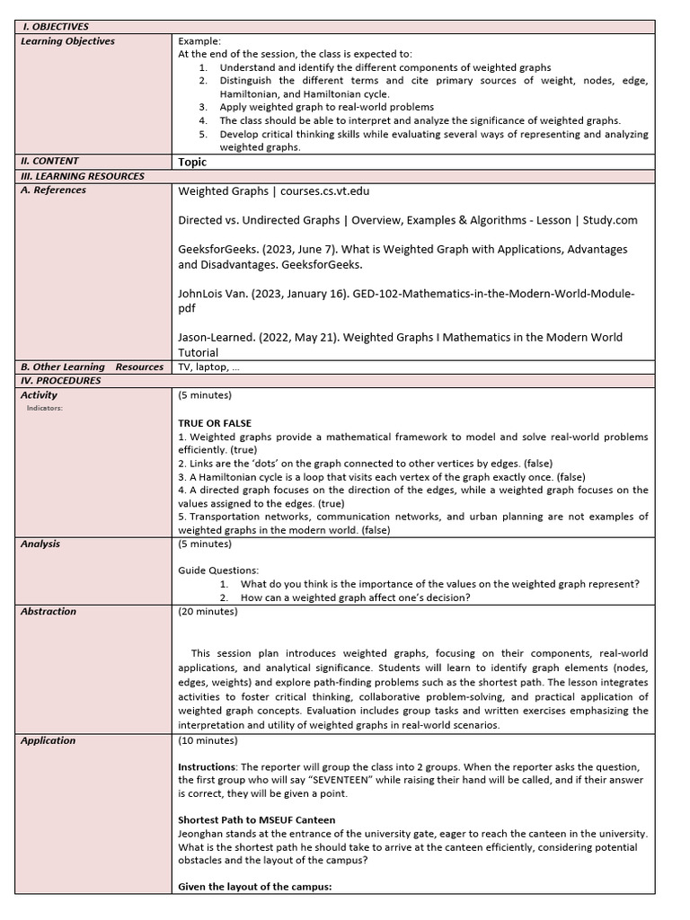 Weighted Graphs for Students | PDF | Vertex (Graph Theory) | Combinatorics