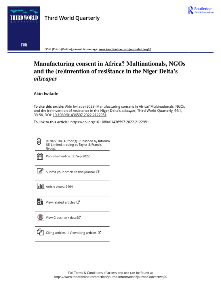 Manufacturing consent in Africa Multinationals NGOs and the re ...