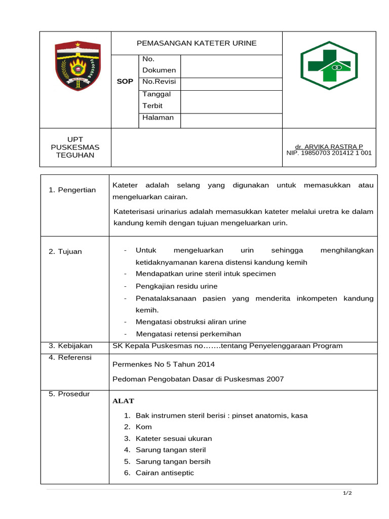 Sop Pasang Kateter | PDF