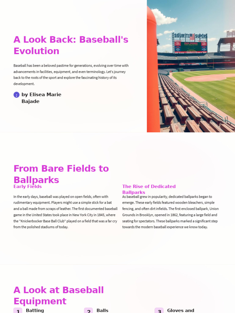 A Look Back Baseballs Evolution. (Bajade) | PDF | Batting (Baseball) | Home Run