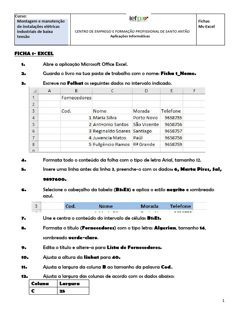 Fichas 1 E 2-MS-Excel | PDF | Microsoft Excel