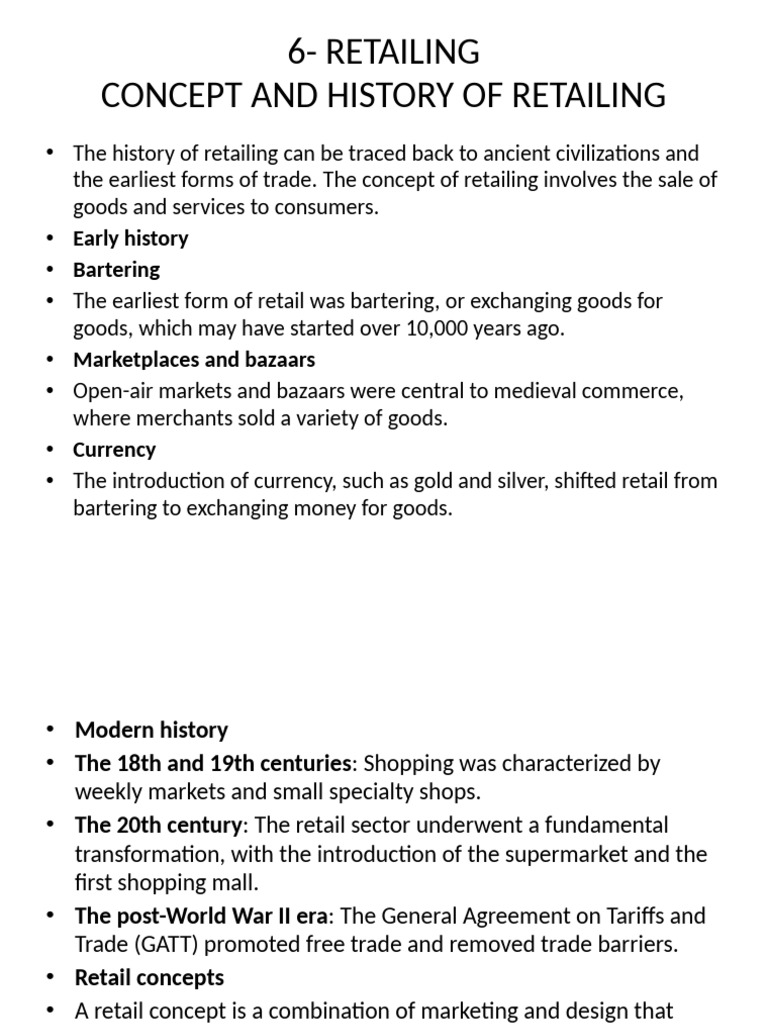 Retailing: A Historical Overview | PDF | Retail | Commerce
