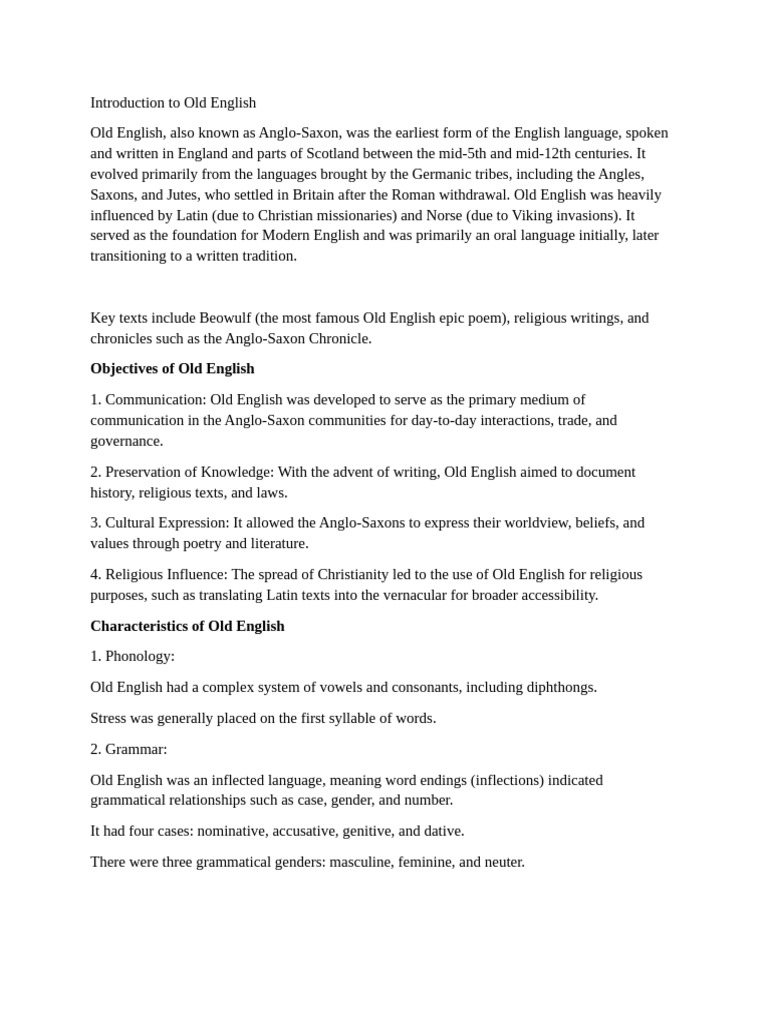 Introduction To Old English | PDF | English Language | Viking Age