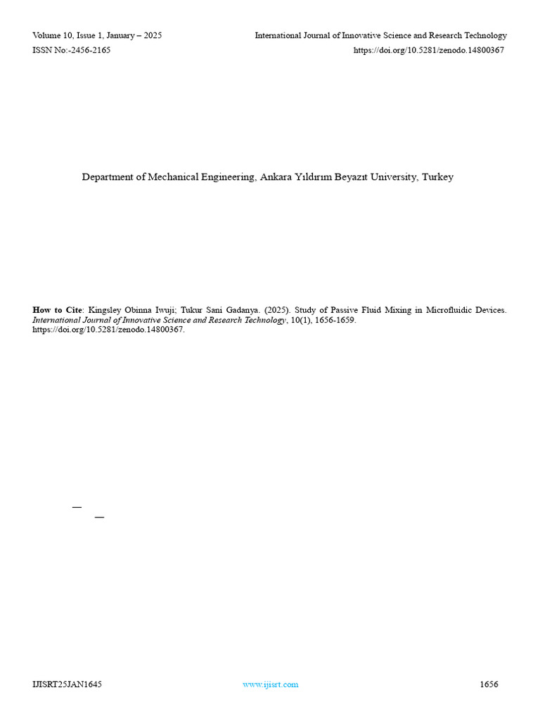 Study of Passive Fluid Mixing in Microfluidic Devices | PDF | Microfluidics | Fluid Dynamics
