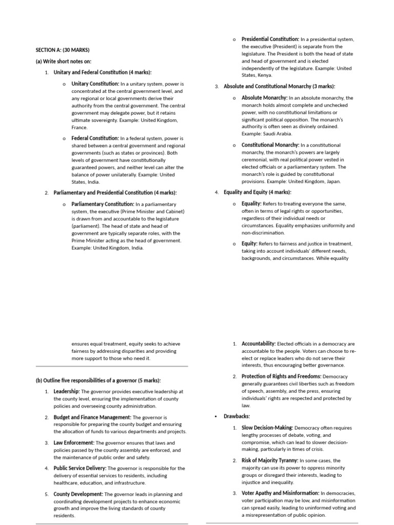 Revision Constitution and Governonce | PDF | Governance | Rule Of Law