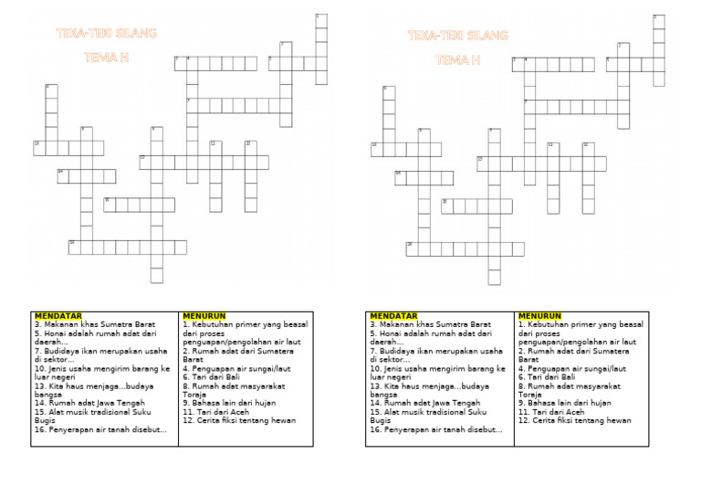 TEKA TEKI SILANG TEMA 8 | PDF