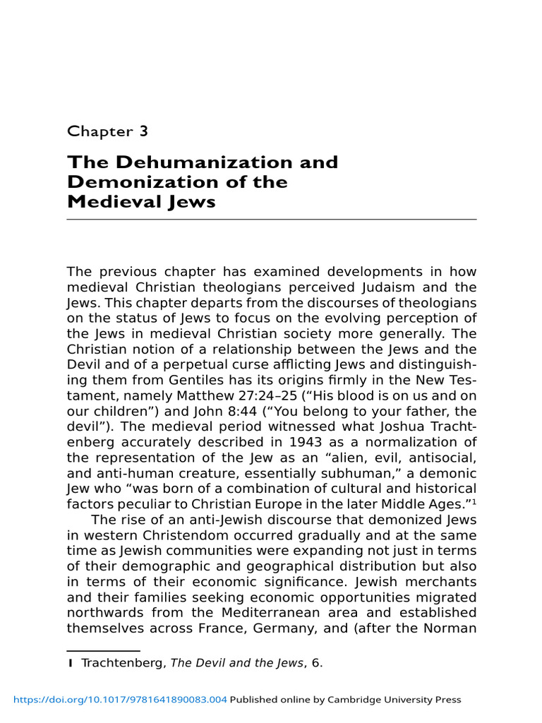 Dehumanization and Demonization of The Medieval Jews - Soyer2019 | PDF