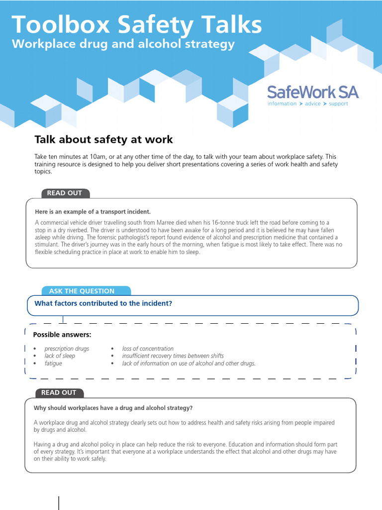 Workplace Safety: Drug & Alcohol Risks | PDF | Occupational Safety And ...
