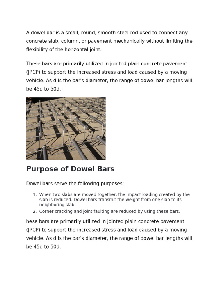 Dowel Bars in Concrete Pavement | PDF | Road Surface | Concrete