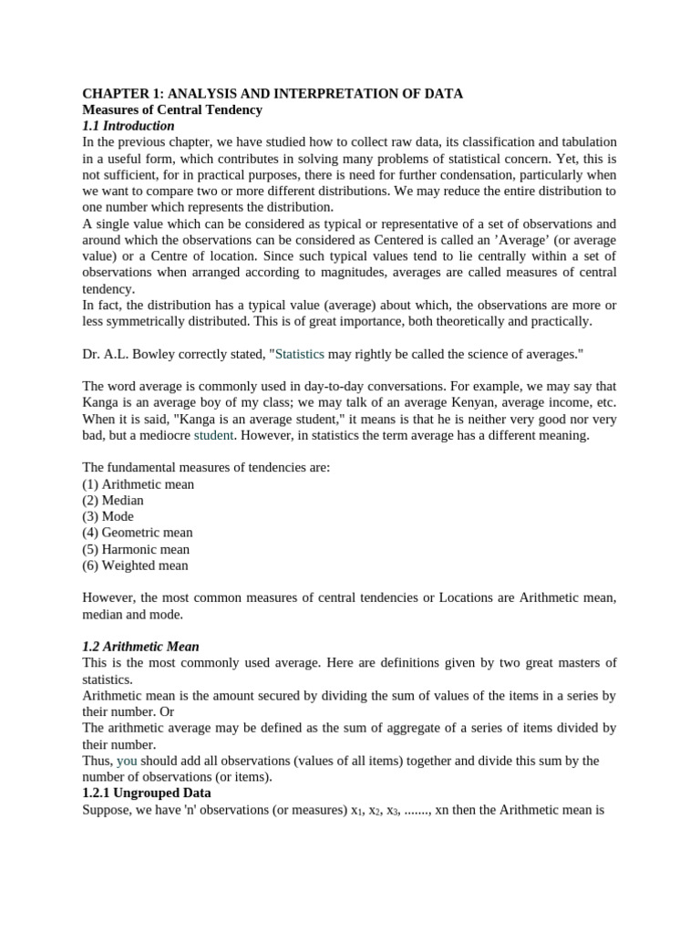 Measure of Central Tendency-Intro | PDF | Mean | Mode (Statistics)