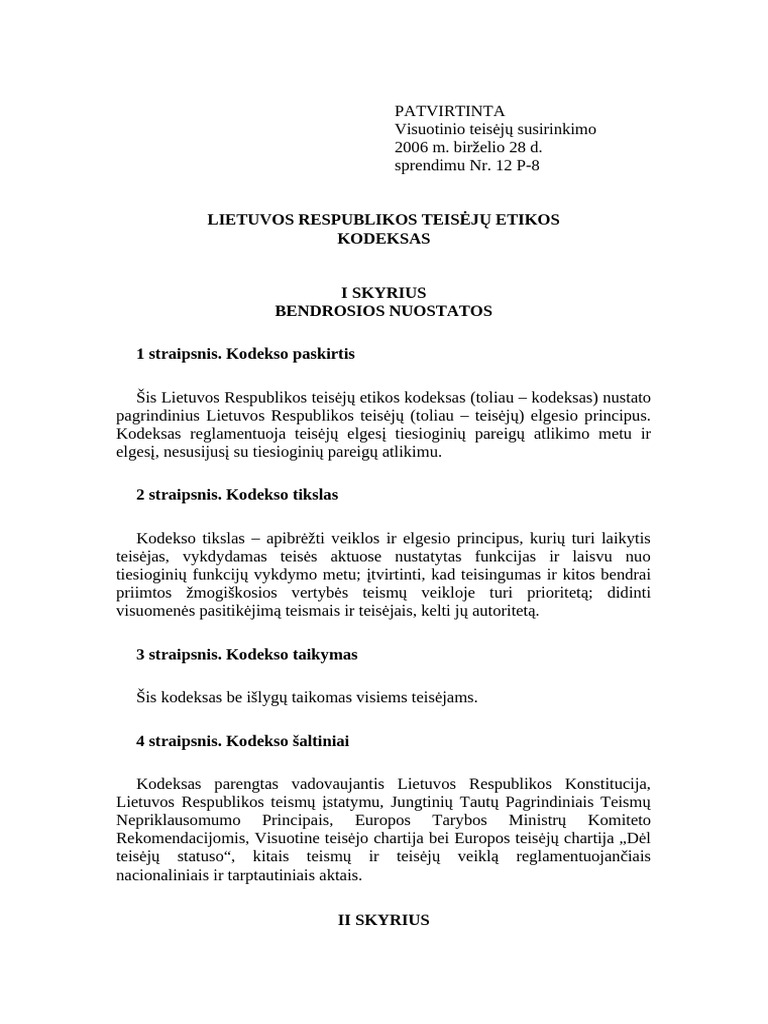 Teiseju etikos kodeksas | PDF