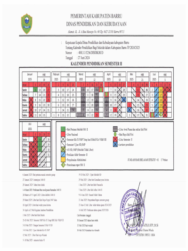 Kalender Pendidikan Ta 2024 - 2025 SM 2 - Removed | PDF
