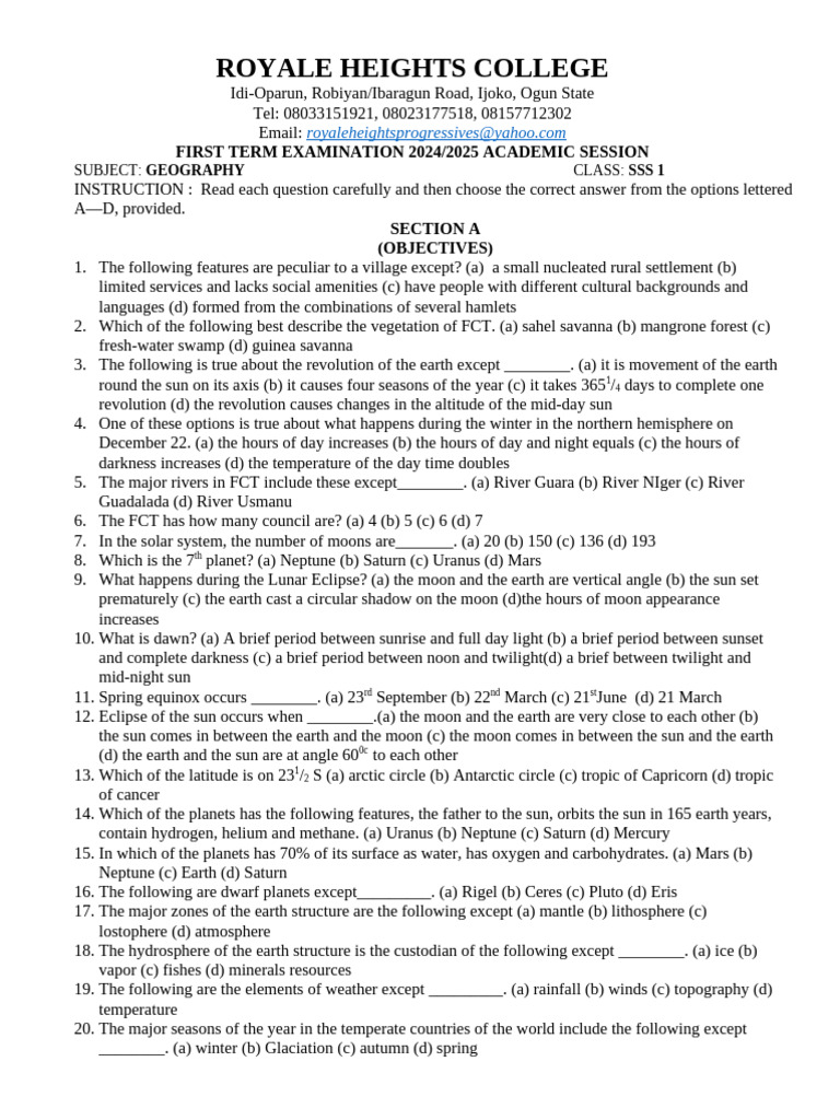 Geography First Term 23-2411 | PDF | Planets | Rock (Geology)