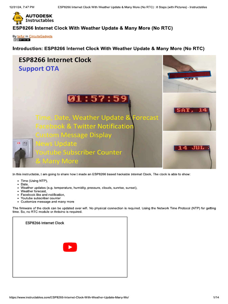 Esp 8266 Internetclock | PDF