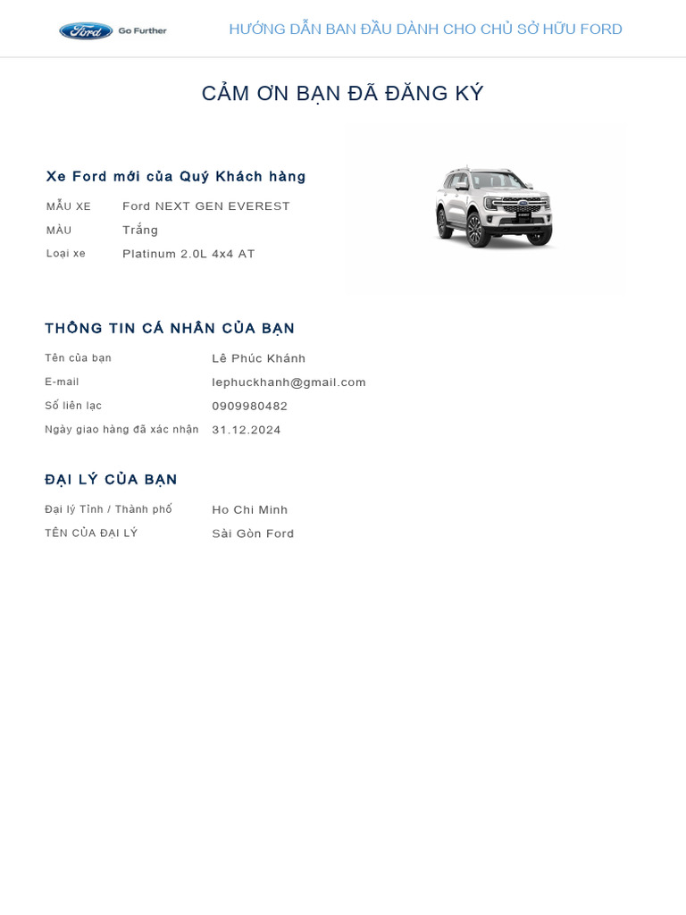 Ford Personalised Delivery Checklist - 20241010 | PDF