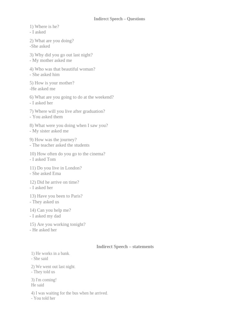 Indirect speech (2) | PDF