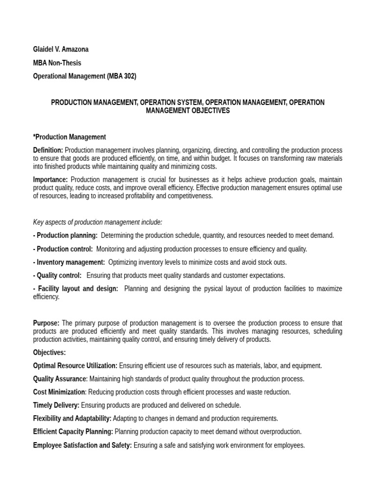 Production Management and Operations Systems | PDF | Operations ...